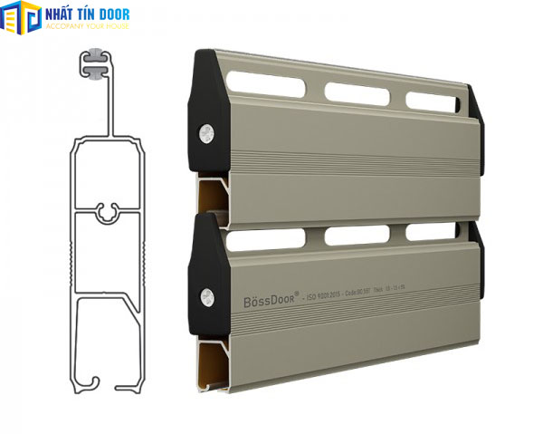 Cửa cuốn Đức Bossdoor BE55D nhôm khe thoáng giảm chấn